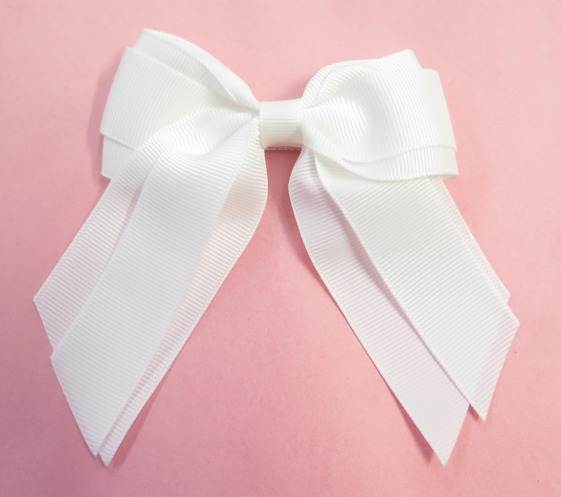 Mini Cheer Bow White - School Bow Clips - School